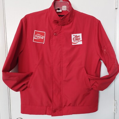 Coca Cola Uniform Jacket L Employee Delivery 80's Vintage Red Full Zip ...