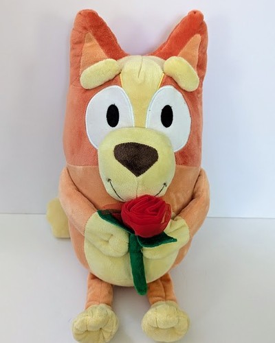 Bluey Bingo Red Heeler Dog with Rose Plush Stuffed Animal Toy 18 Inches ...