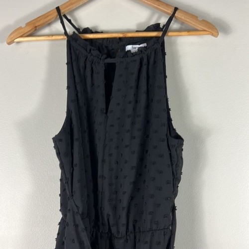 Bar III Womens Romper L Black Swiss Dot Belted Halter Sleeveless ...