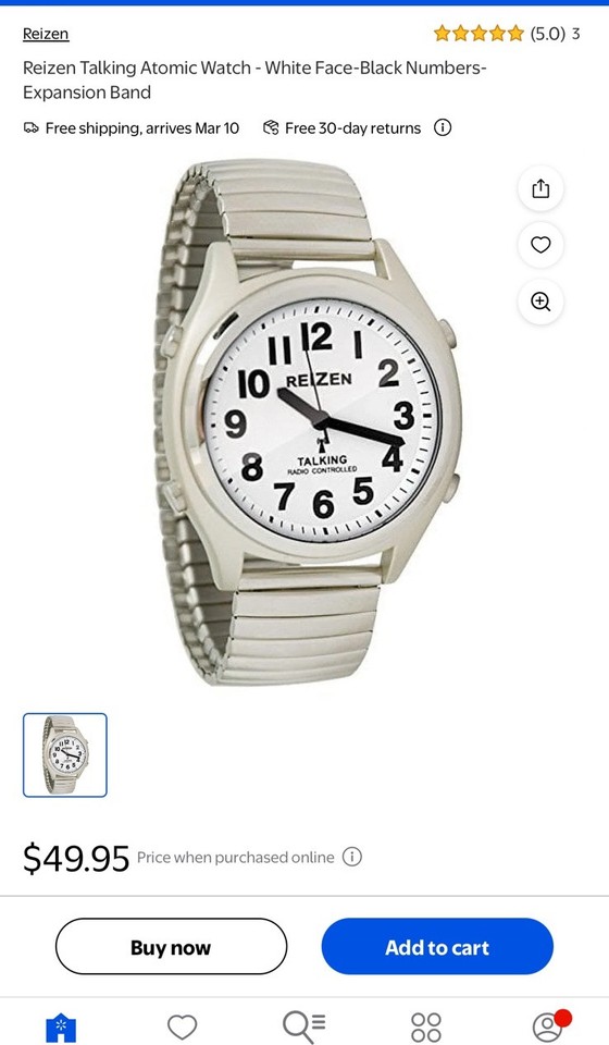 Reizen Talking Atomic Watch- Talking Radio Controlled- Men - White NWOT | eBay