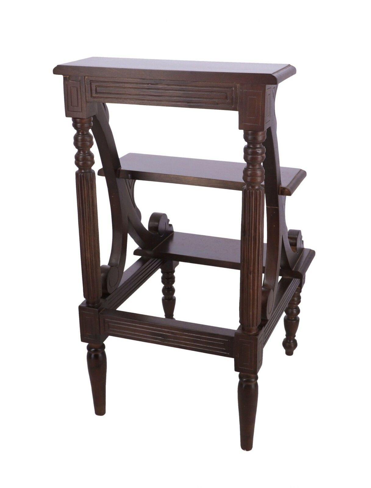 Scala scaletta tre gradini in legno mogano arredo casa biblioteca stile ...