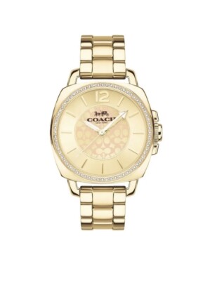 Brand New Coach Women's Boyfriend Yellow Gold 34mm Bracelet Watch ...