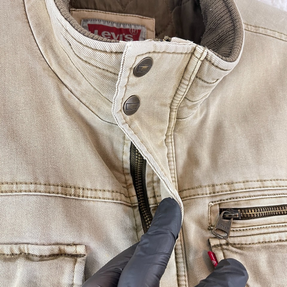 Levi's Beige Trucker Jacket Mens Long Sleeve Zip Up Heavyweight Size ...