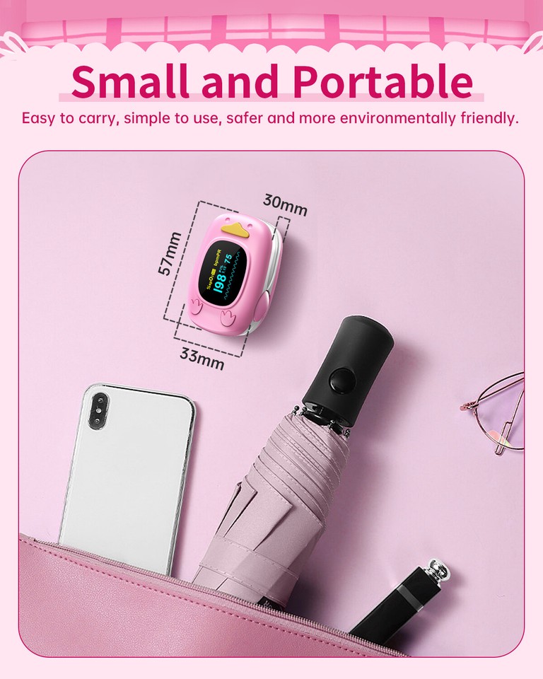 Kids Pulse Oximeter Fingertip Pediatric Neonatal SpO2 PR Oxygen Monitor ...