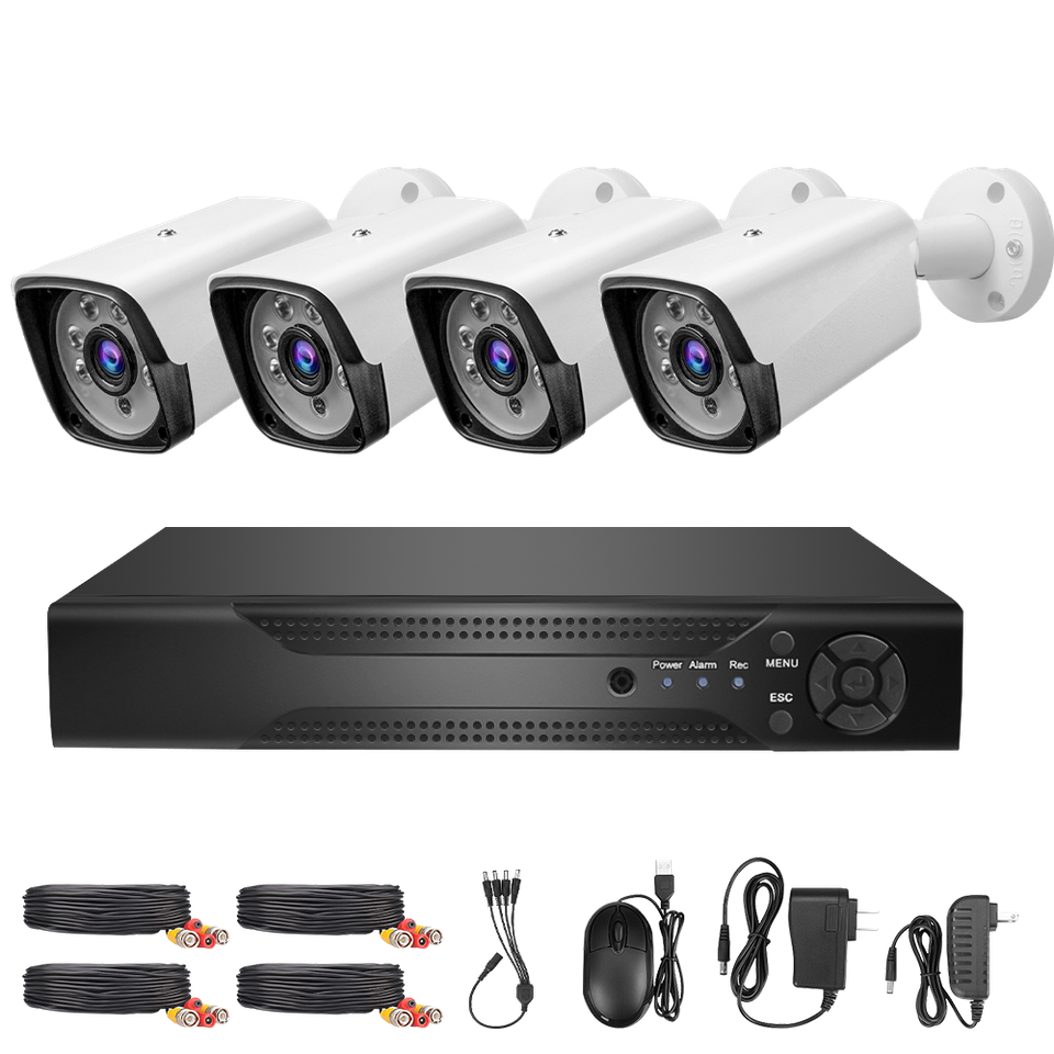 4 Pack 1080p 4K Full HD Security Camera System Outdoor H.265 AHD DVR ...