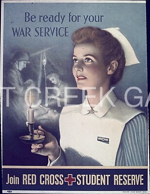 WWII Poster, Red Cross, "Be ready for your WAR SERVICE" Print on 11x14 ...