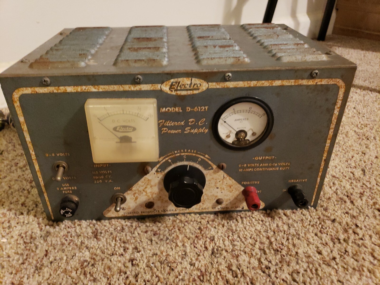 ELECTRO PRODUCTS LABORATORIES INC MODEL D-612T FILTERED D.C. POWER ...
