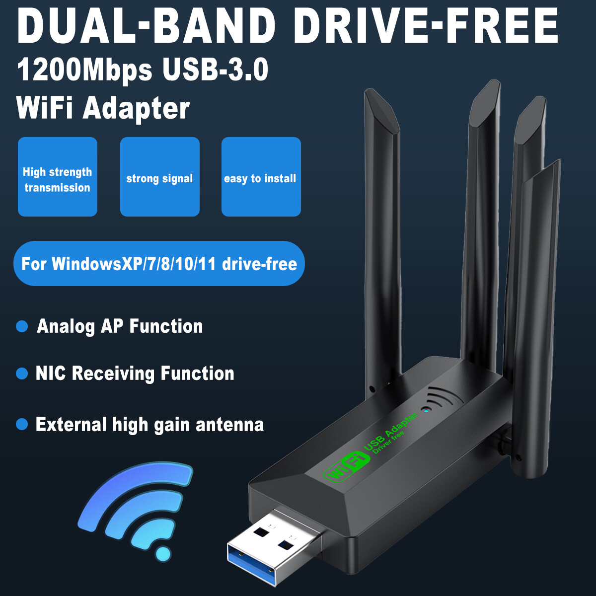 1200Mbps Wireless 5G WiFi USB Dongle Signal Extender Internet Repeater ...