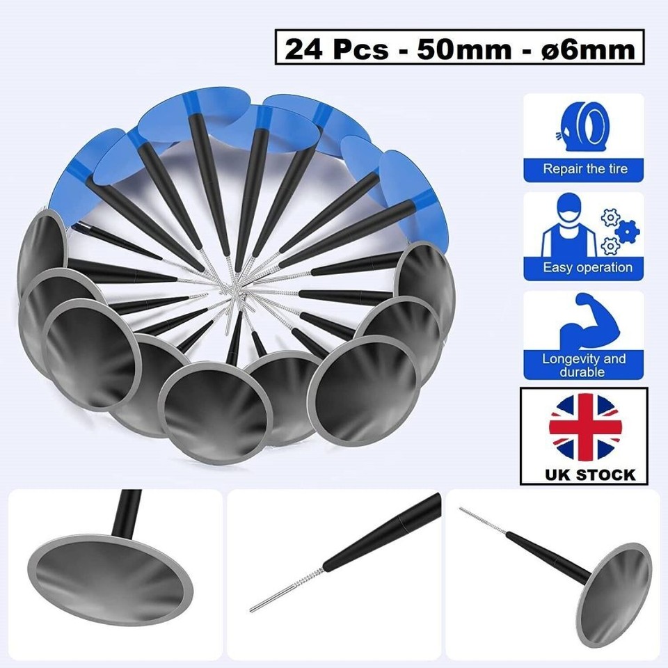 24Pcs Auto Car Truck Tire Tyre Puncture Repair Plug Patch Kit 50mm 6mm ...
