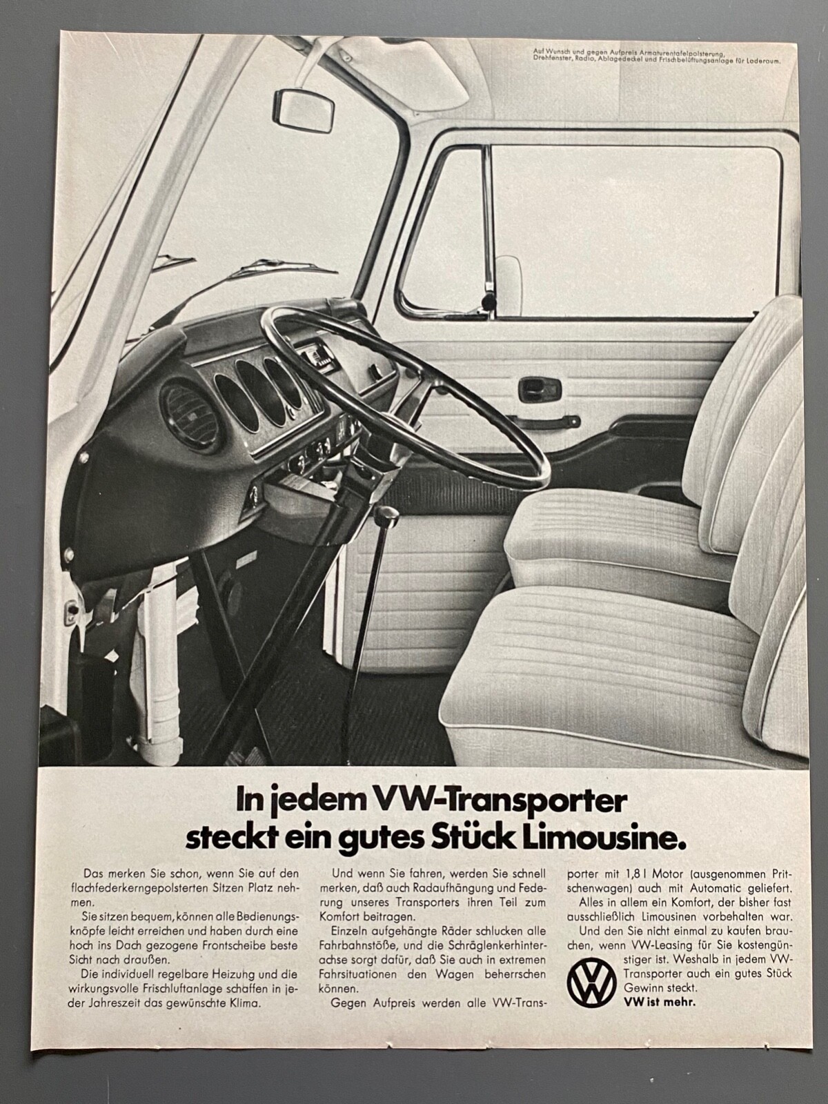 VW Transporter T2 Bulli Bus Van Original 1973 Vintage Advert Werbung ...