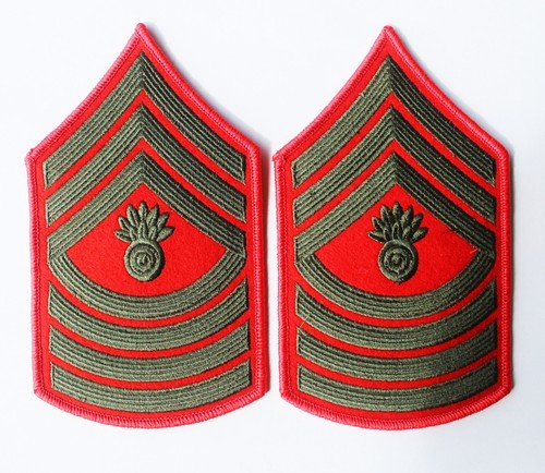 Marine Corps USMC Master Gunnery Sergeant MGySgt Green on Red Chevron ...