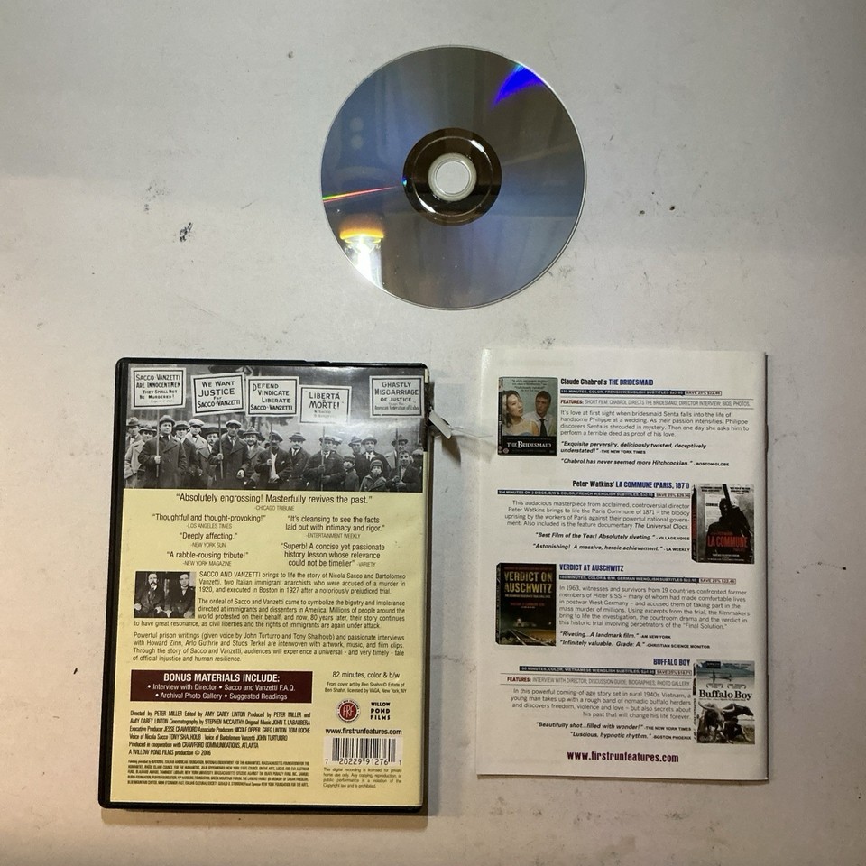 Sacco and Vanzetti (DVD, 2006) Documentary Tony Shaloub Howard Zinn ...