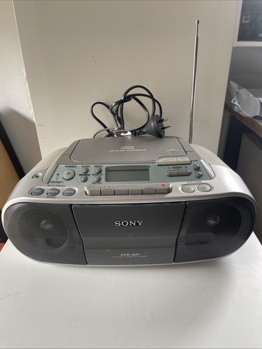 Sony CFD-S01 AM/FM Radio Boombox CD Player Cassette Recorder Silver ...