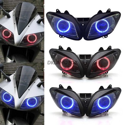 HID Projector Headlight Assembly Red Angel Eyes Lamp For Yamaha YZF R1 ...