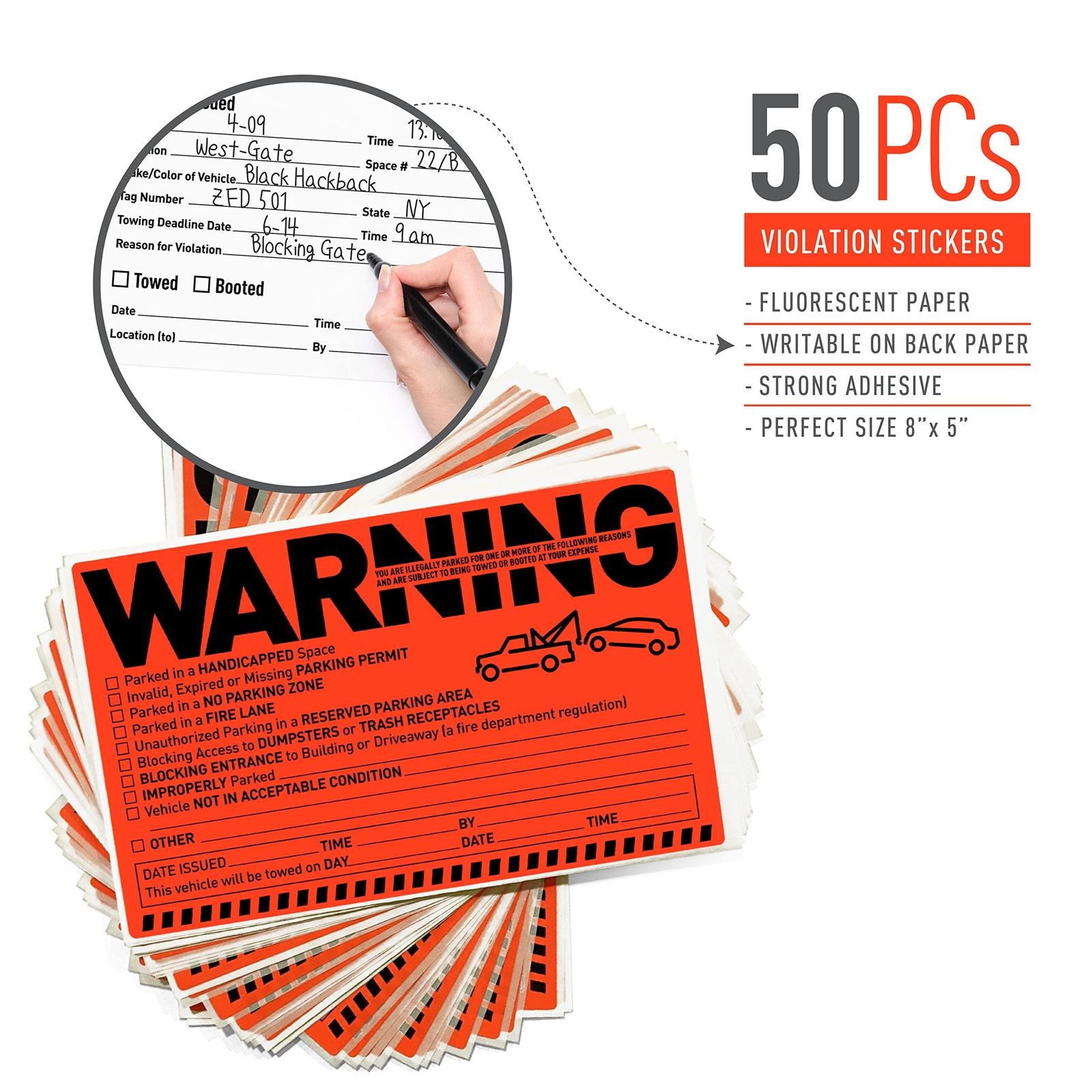 50 Parking Violation Stickers Notice Parking Violation Stickers Tow ...