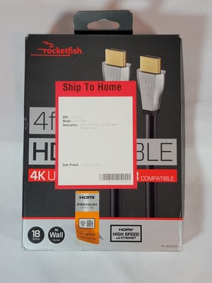Rocketfish- 4' 4K Ultra HD In-Wall HDMI Cable - Black Computer TV ...