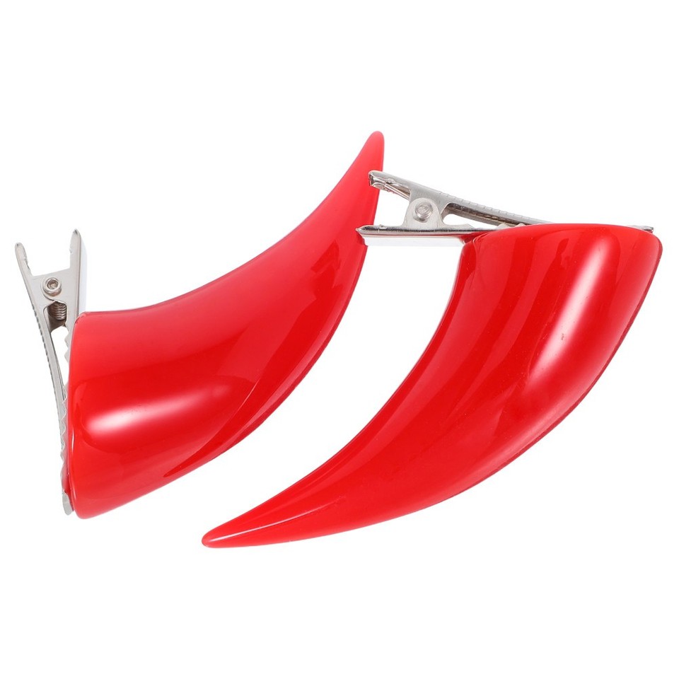 Pair Red Resin Devil Horns Halloween Hair Clips For Women Girls Cosplay ...