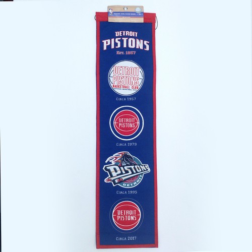 Detroit Pistons Heritage Logo 8x32 Inch Vertical Wool Embroidered ...
