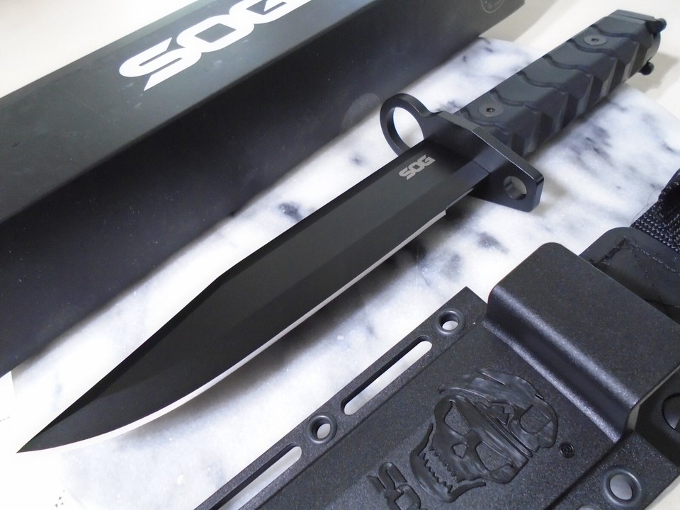 SOG Bar15C Clip Point Combat Knife Fixed Blade Aus-8 G10 BY1004-BX M-9 ...