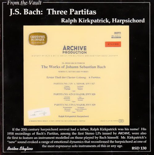 J S BACH RALPH KIRKPATRICK - From The Vault - Bach: Three Partitas - CD ...