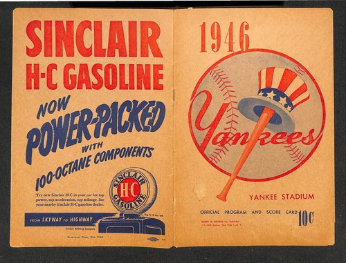 1946 DETROIT TIGERS @ NEW YORK YANKEES UNSCORED SCORECARD | eBay