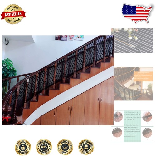 Stylish Black Safety Net - 0.8x10m for Balcony, Stairs & Railing ...