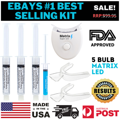 TEETH WHITENING KIT DENTIST STRENGTH WHITE SMILE MATRIX SUPER LED ...