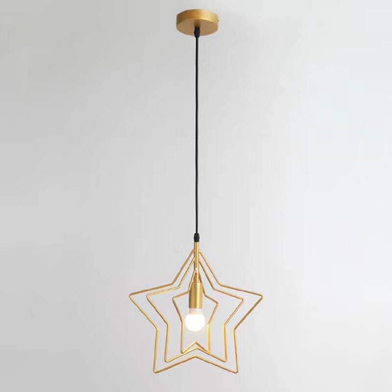Nordic Gold Chandelier Ceiling Light Kids Room Pendant Lamp Star Shape ...