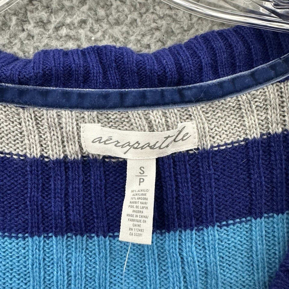 NWT Aeropostale Striped V Neck Knit Sweater Angora Rabbit Retro Y2K ...