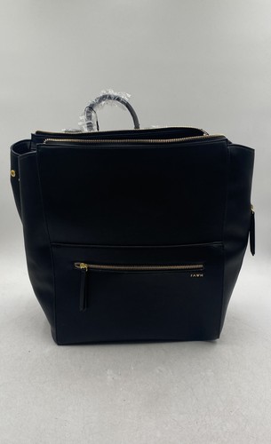 Fawn Design Womens Black Leather Detachable Strap Square Diaper Bag ...