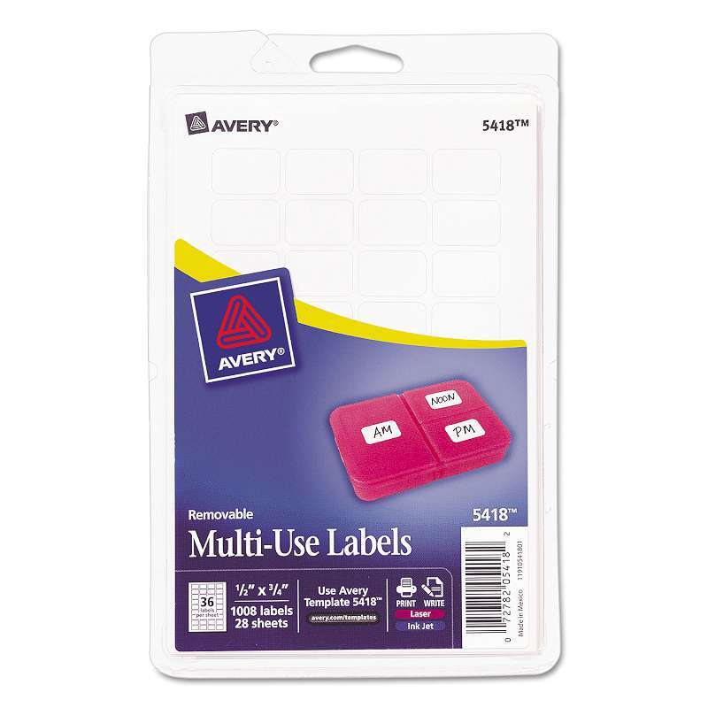 Avery Removable Multi-Use Labels, 1/2 x 3/4, White, 1008/Pack ...