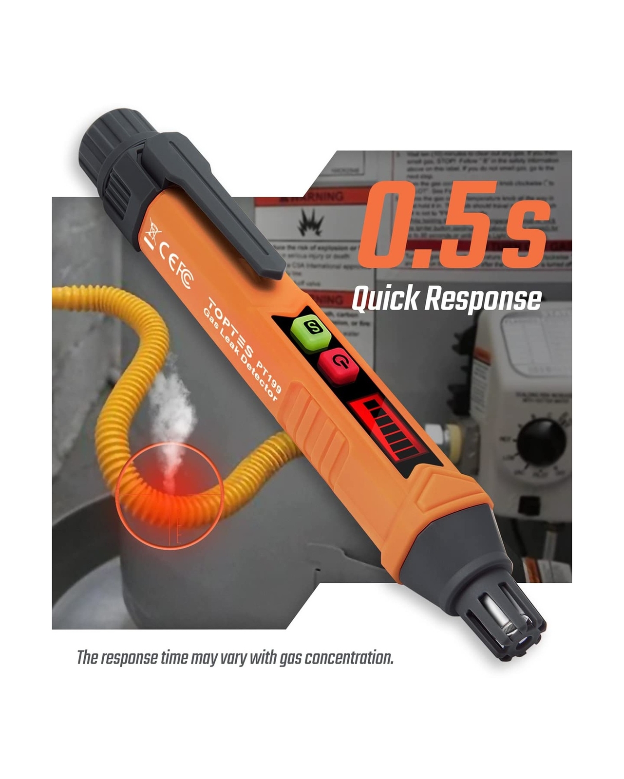 TopTes PT199 Natural Gas Leak Detector with Audible & Visual Alarm ...