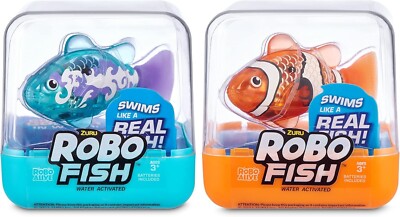 Robo Alive Robo Fish Series 2 (Teal/Orange 2 Pack) Robotic Swimming ...