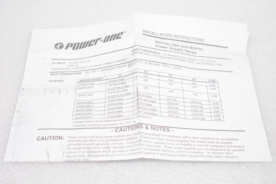 BEL POWER POWER-ONE MAP55-1024 POWER SUPPLY, 24-28V, 2..5A/2.2A, 55W | eBay