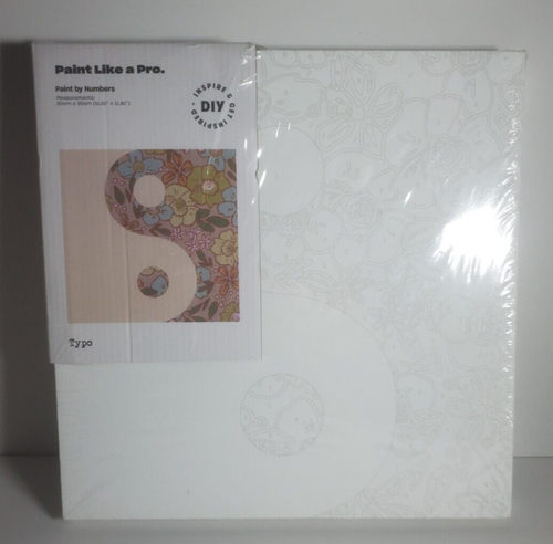 Typo Paint Like A Pro Paint By Numbers 30 cm x 30 cm Canvas Floral ...