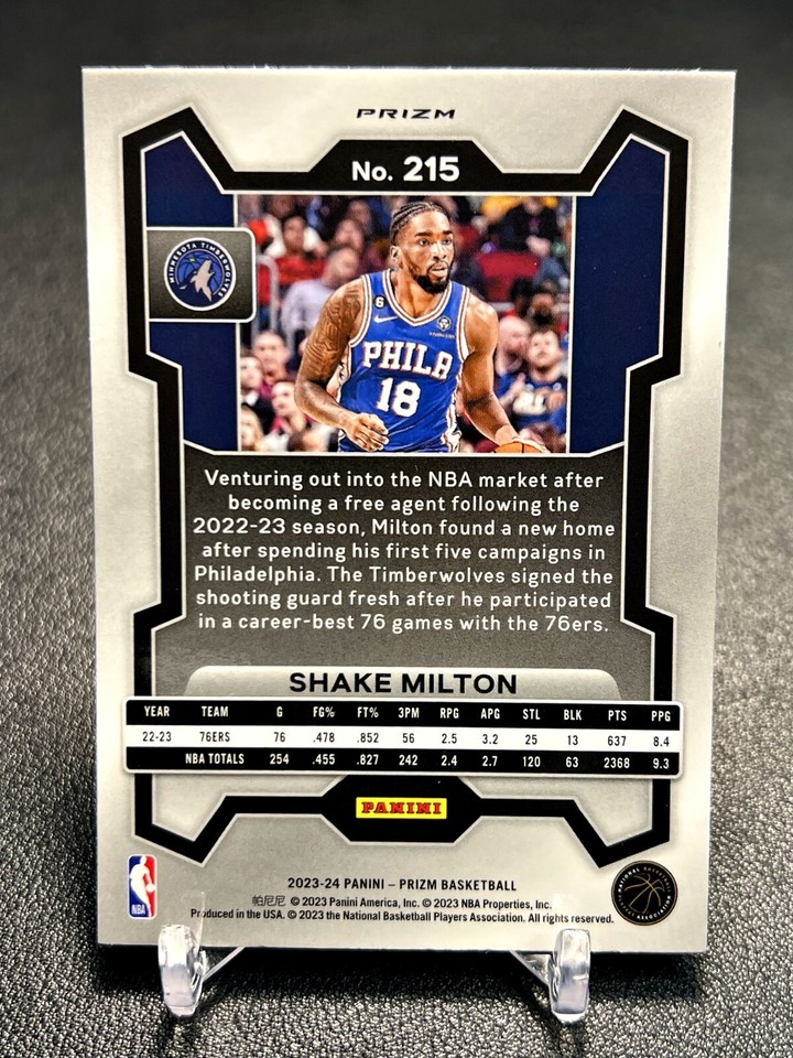2023-24 Prizm Basketball Green Shake Milton Minnesota Timberwolves #215 ...