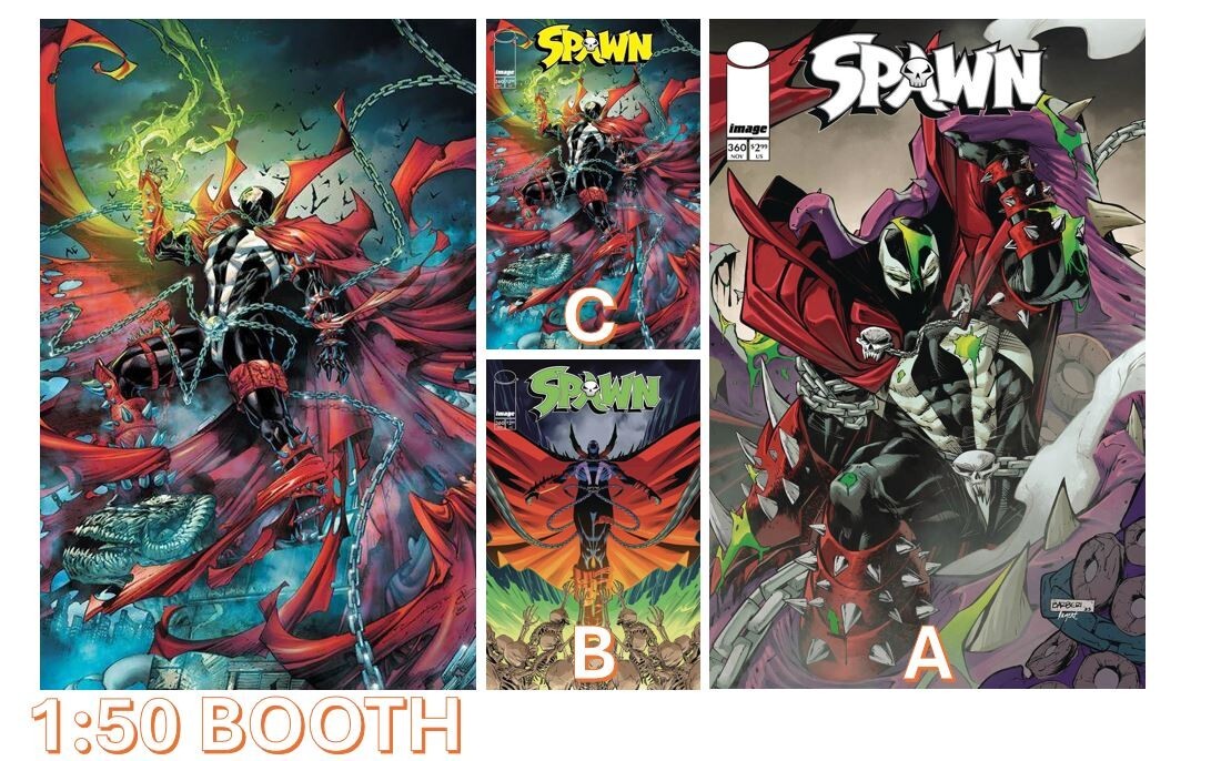 🔥SPAWN #360 - A/B/C /1:50 - LOT OF 4 - 12/28/24 - INC. BOOTH VIRGIN VAR ...