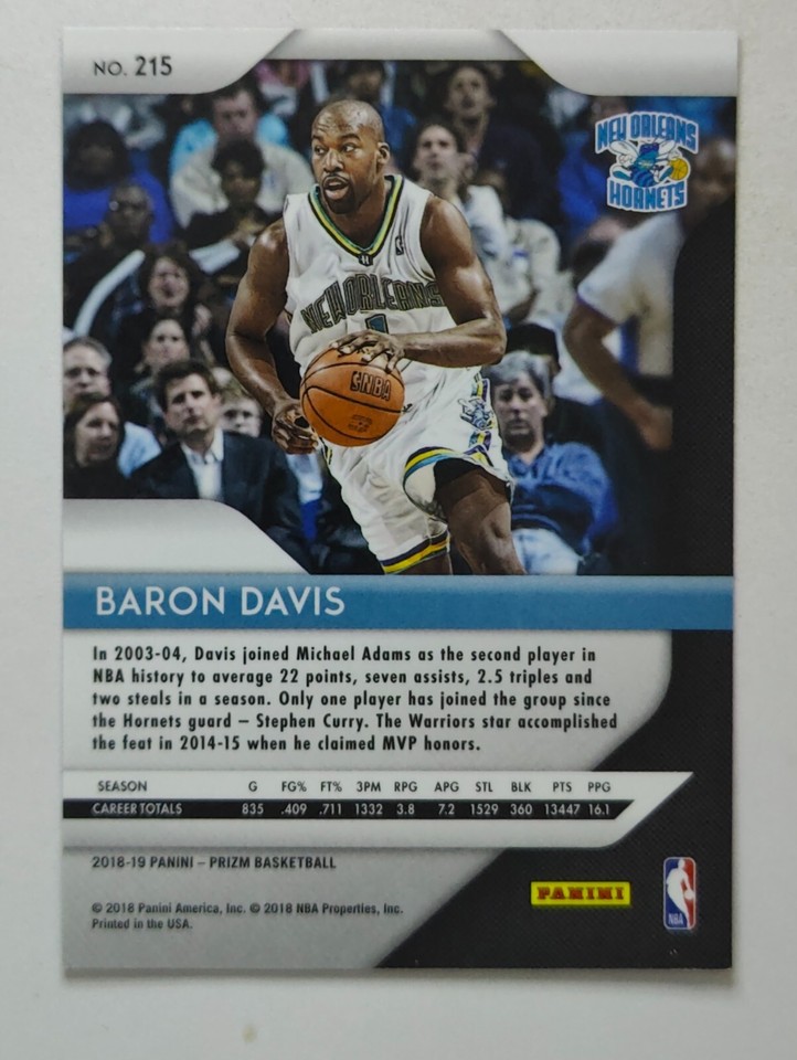 2018-19 Panini Prizm Basketball #215 Baron Davis New Orleans Pelicans ...