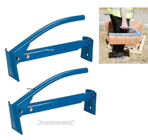 Silverline Brick Tongs 2x Adjustable Lifter 6-10 Bricks Lifting ...