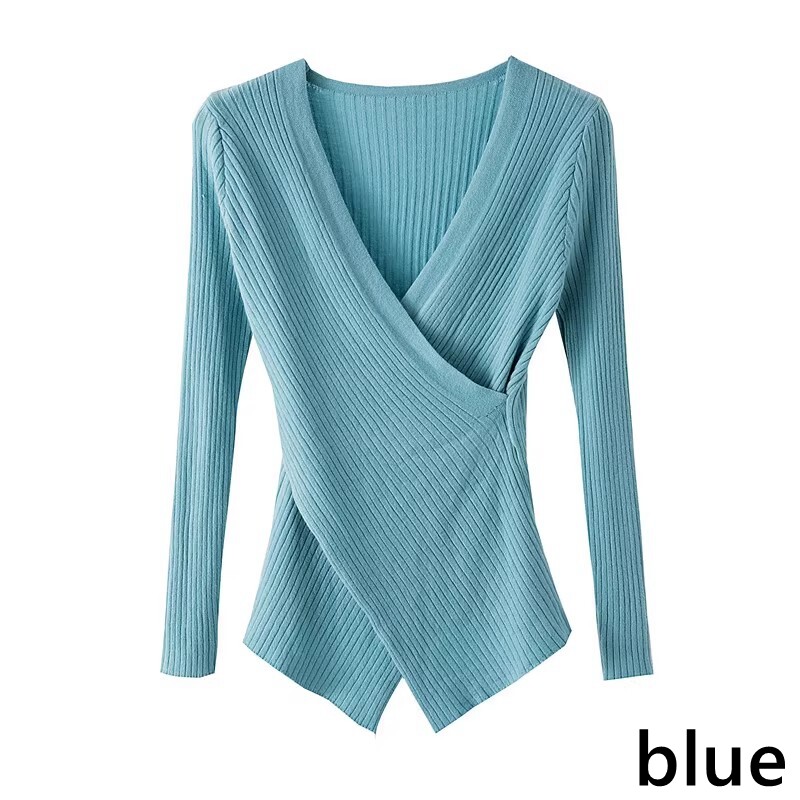 Lady Knitted Top Pullover Sweater V-neck Knitwear Slim Fit Casual ...