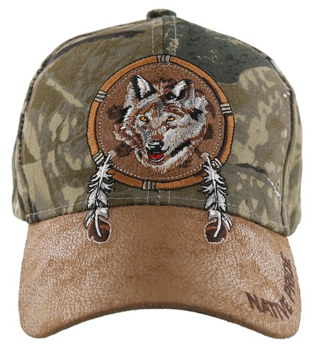 NEW! NATIVE PRIDE WOLF FEATHERS FAUX LEATHER BASEBALL CAP HAT CAMO | eBay
