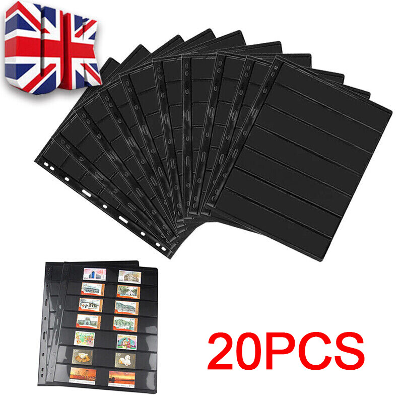 20X Double Sided Stamp-Album Stock Pages Sheets with 9 Binder Holes 7 ...