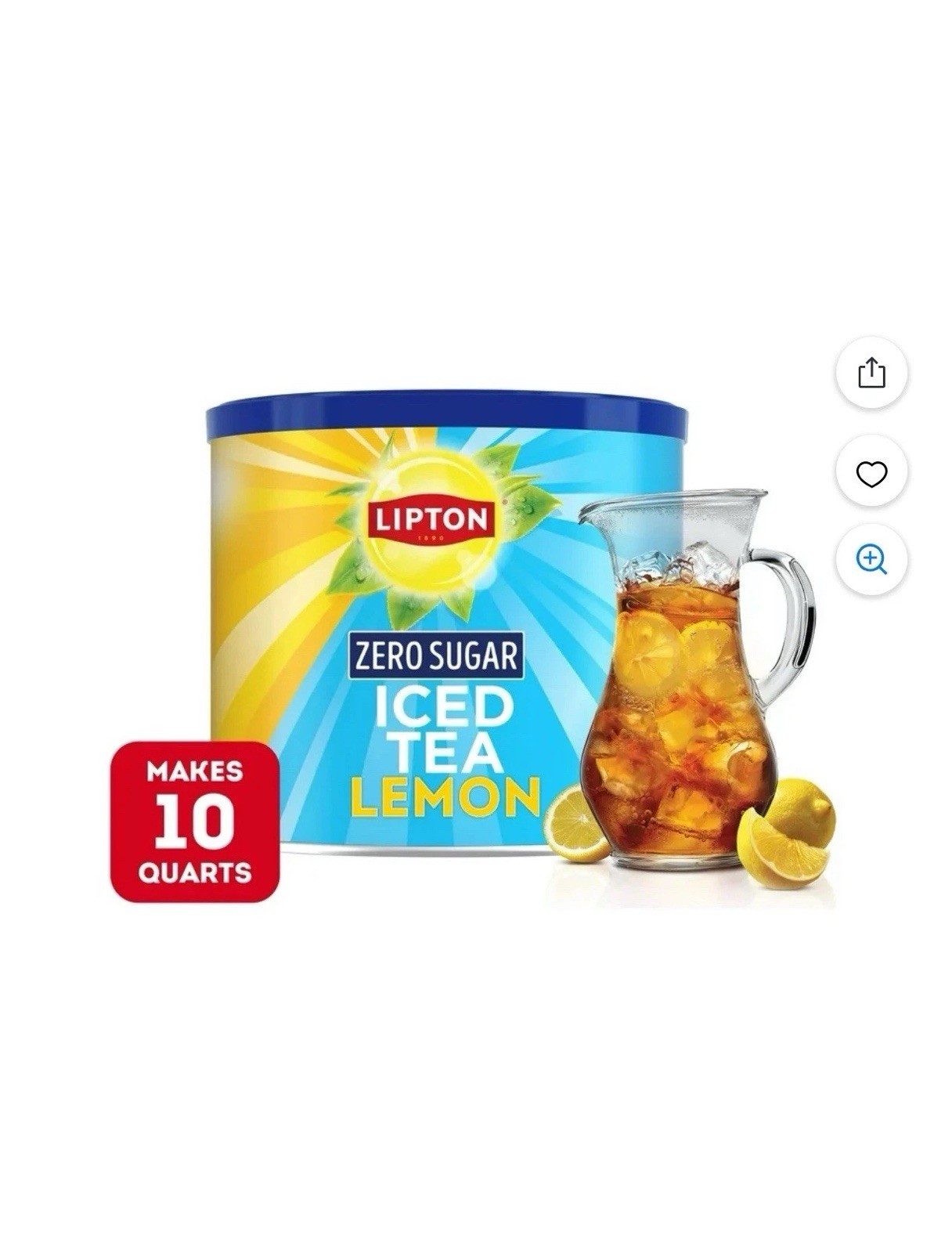 (3)pack Lipton ZERO SUGAR Iced Tea Mix LEMON 2.9 oz Makes 10 Quarts 82g ...