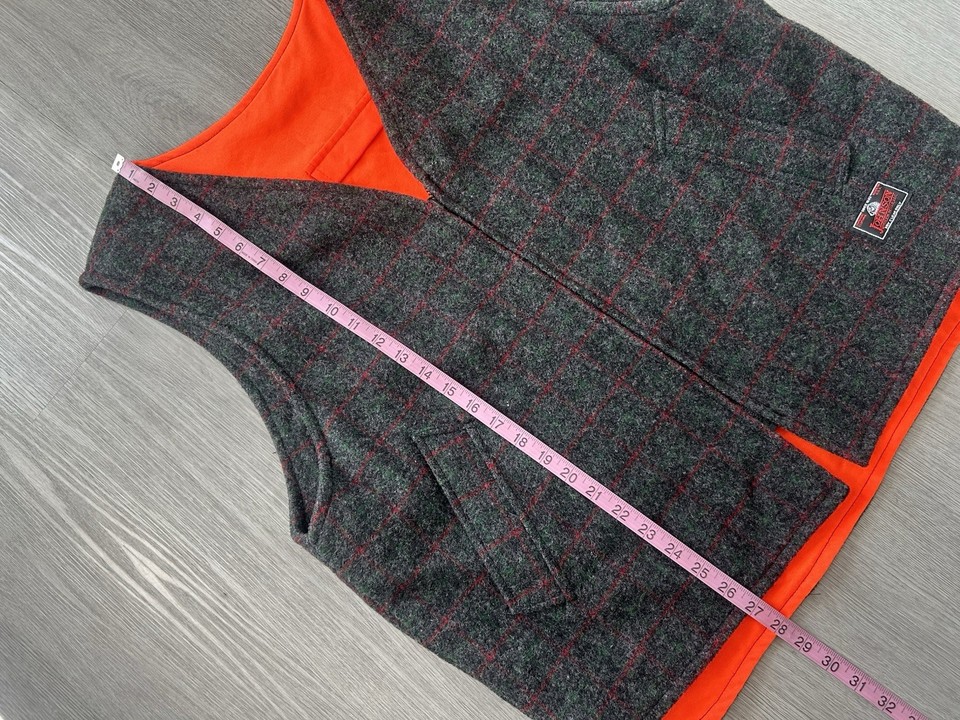 Johnson Woolen Mills Men's Reversible Vest 2XL Adirondack Plaid/ Blaze ...