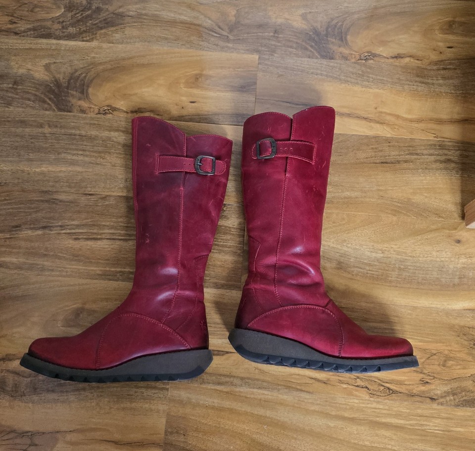 Fly London Mol 2 Ladies Knee Length Red Leather Boots 5 | eBay UK