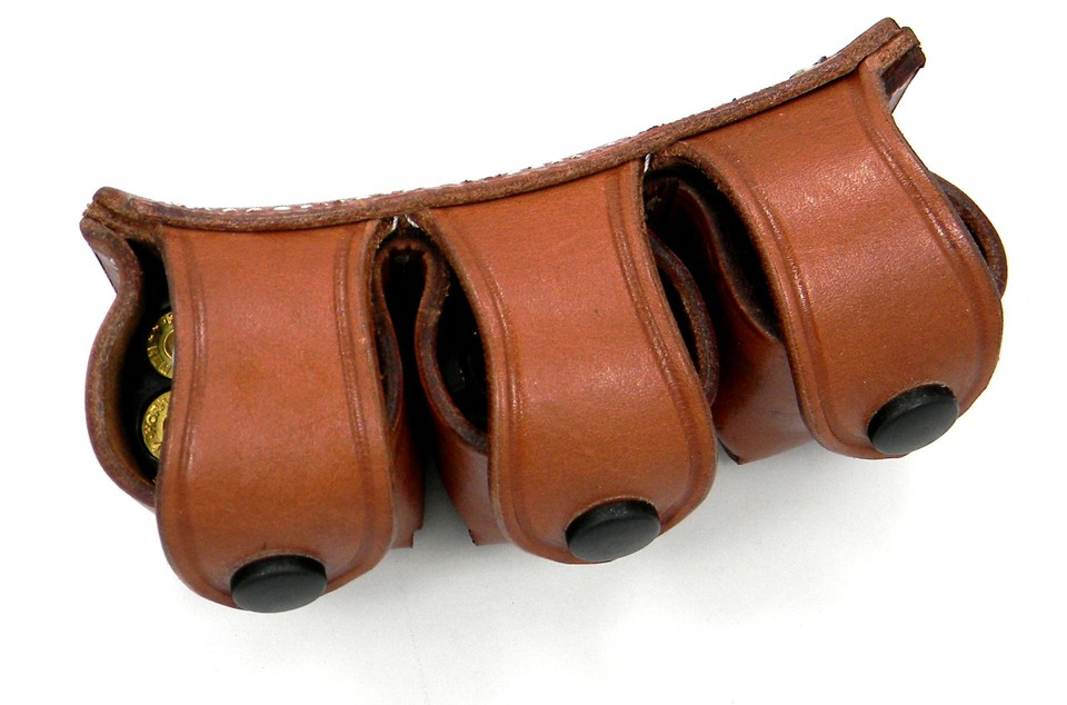 Brown Leather Triple Speedloader Pouch for 22 38 357 44 45 Five/Six ...