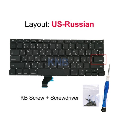 New For Macbook Pro Retina 13" A1502 Keyboard Russian Layout US-RU 2013 ...