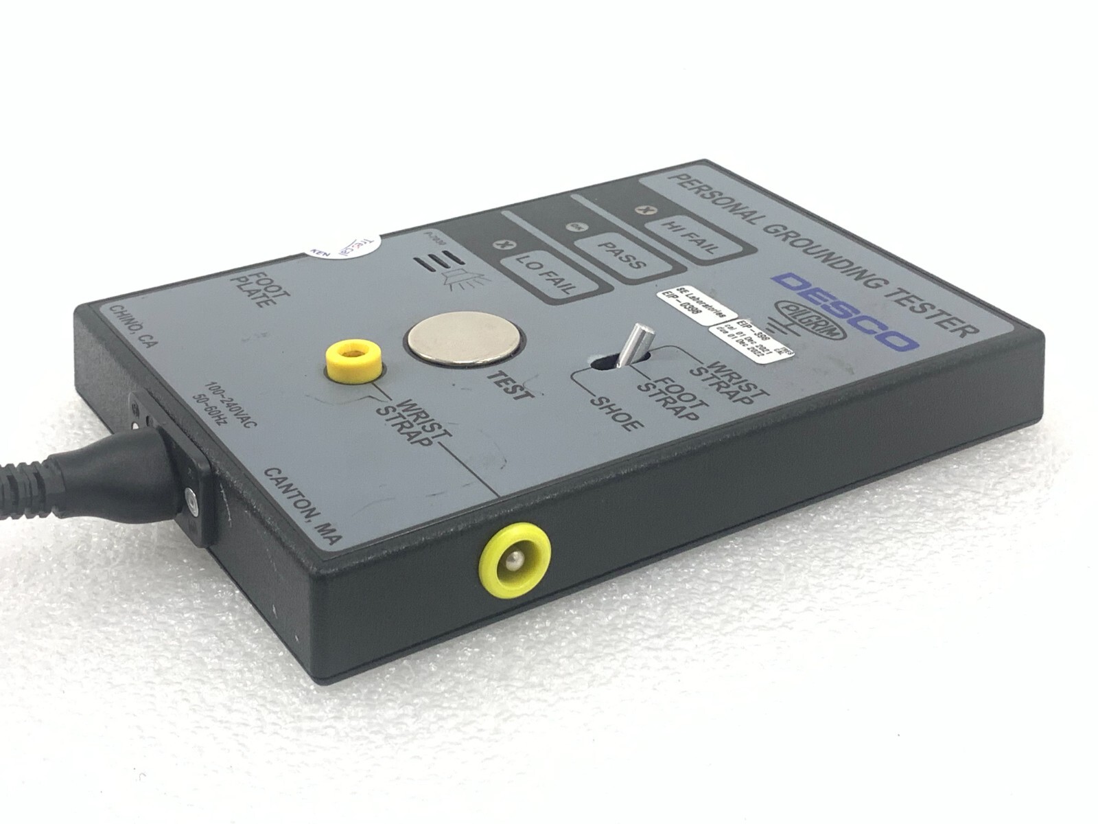 DESCO PILGRIM SYSTEMS MRT 98280 PERSONAL GROUNDING TESTER 120VAC NO ...