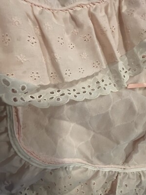Vintage Pink Islet Baby Cradle Skirt With White Trim 21.5” Opening & 25 ...
