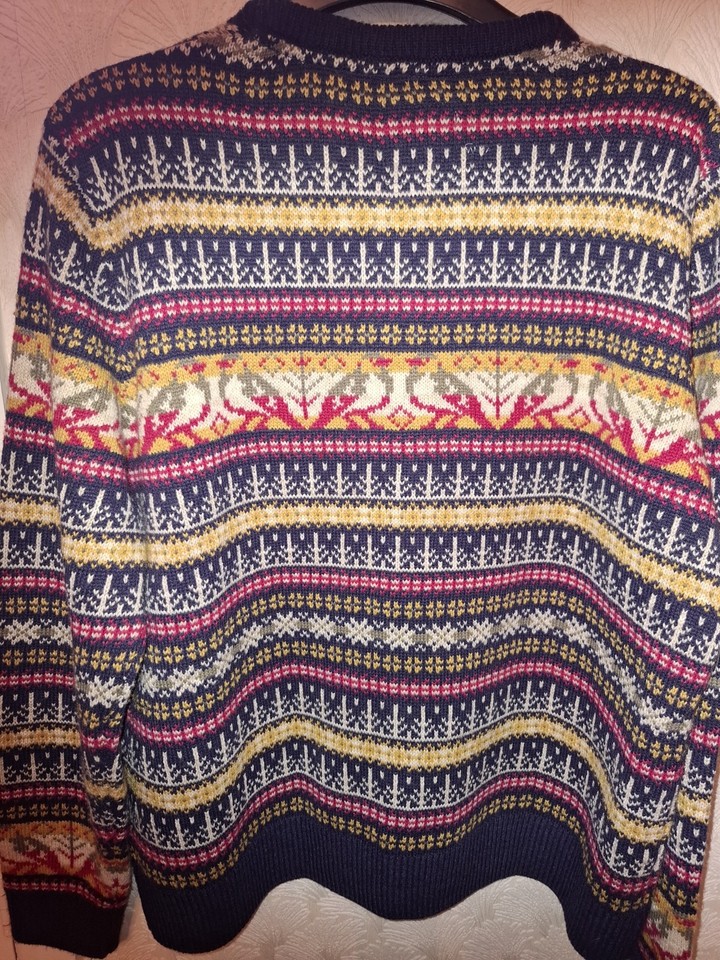 Country Rose EWM Beautiful Fair Isle Cardigan Sz L UK Wool Knit New ...